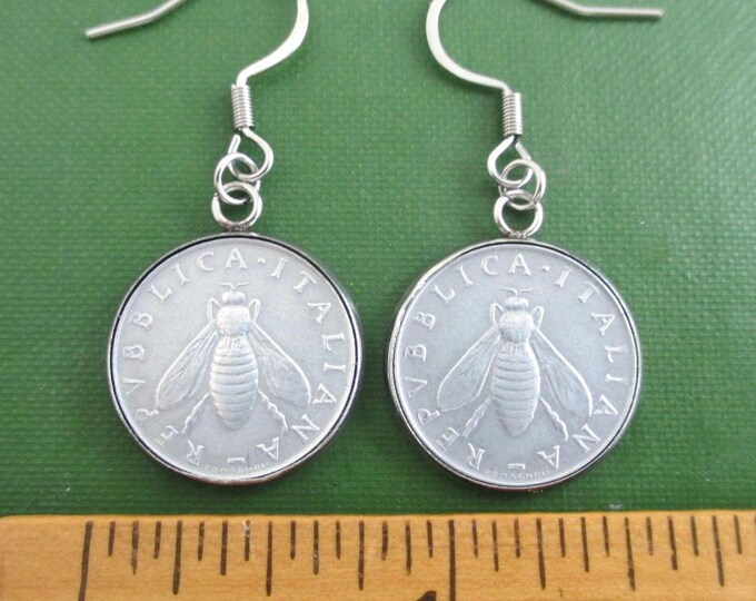 ITALY Coin Pierced Earrings - Repurposed Vintage 1950's Italia 2 Lira ...