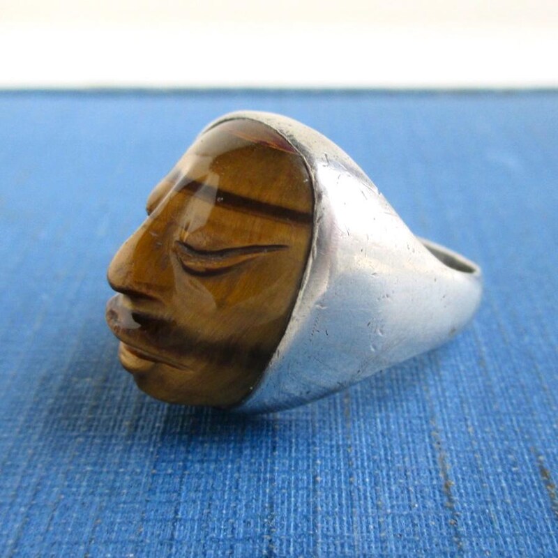 Mens Vintage Carved Tiger Eye Ring - Etsy
