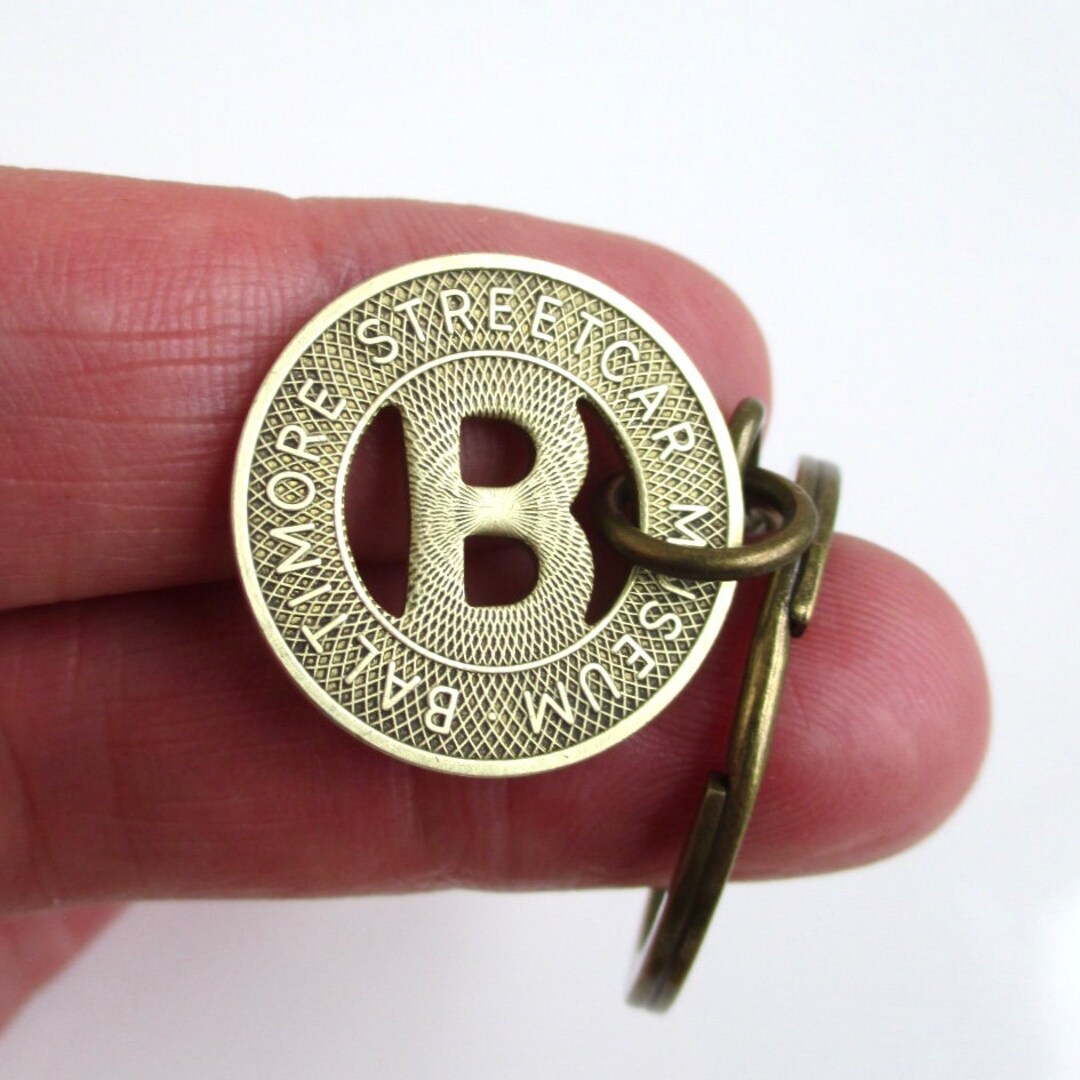 Baltimore Streetcar Museum Transit Token Keychain - Repurposed Vintage ...