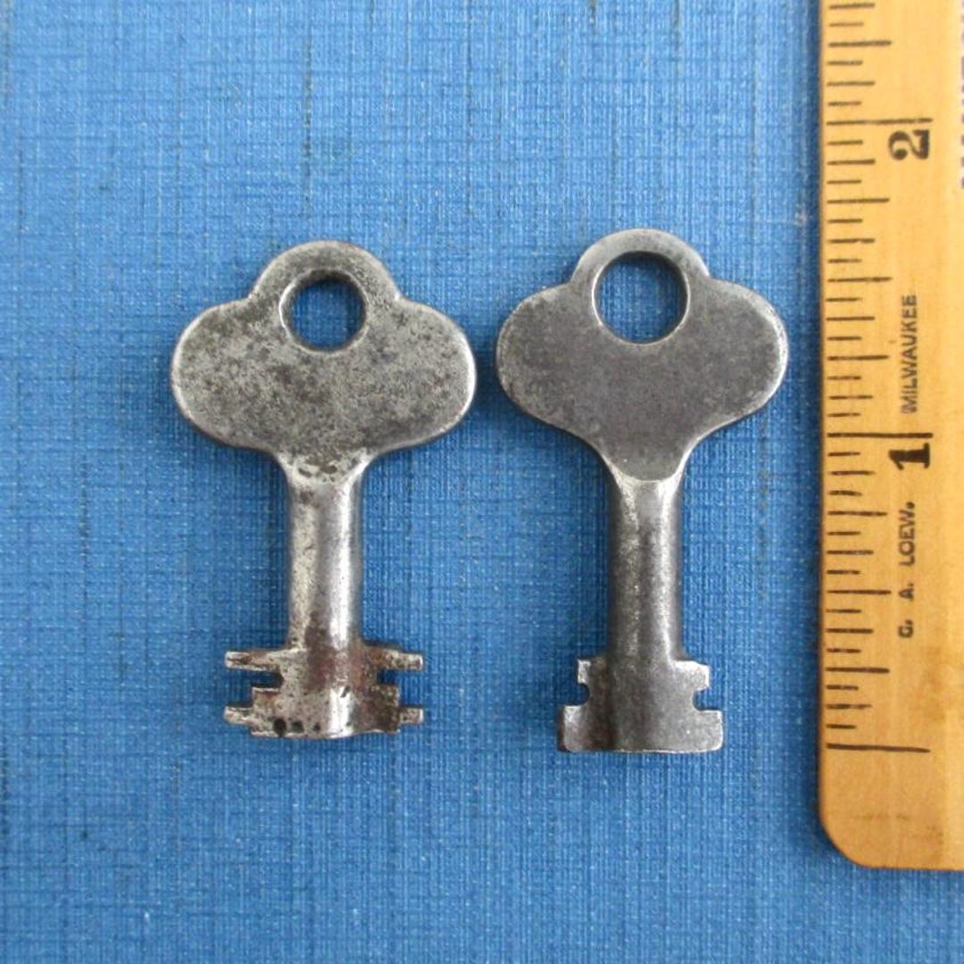 2 Antique Hollow Barrel Double Bit Keys - Vintage, Dark Silver Tone - Etsy