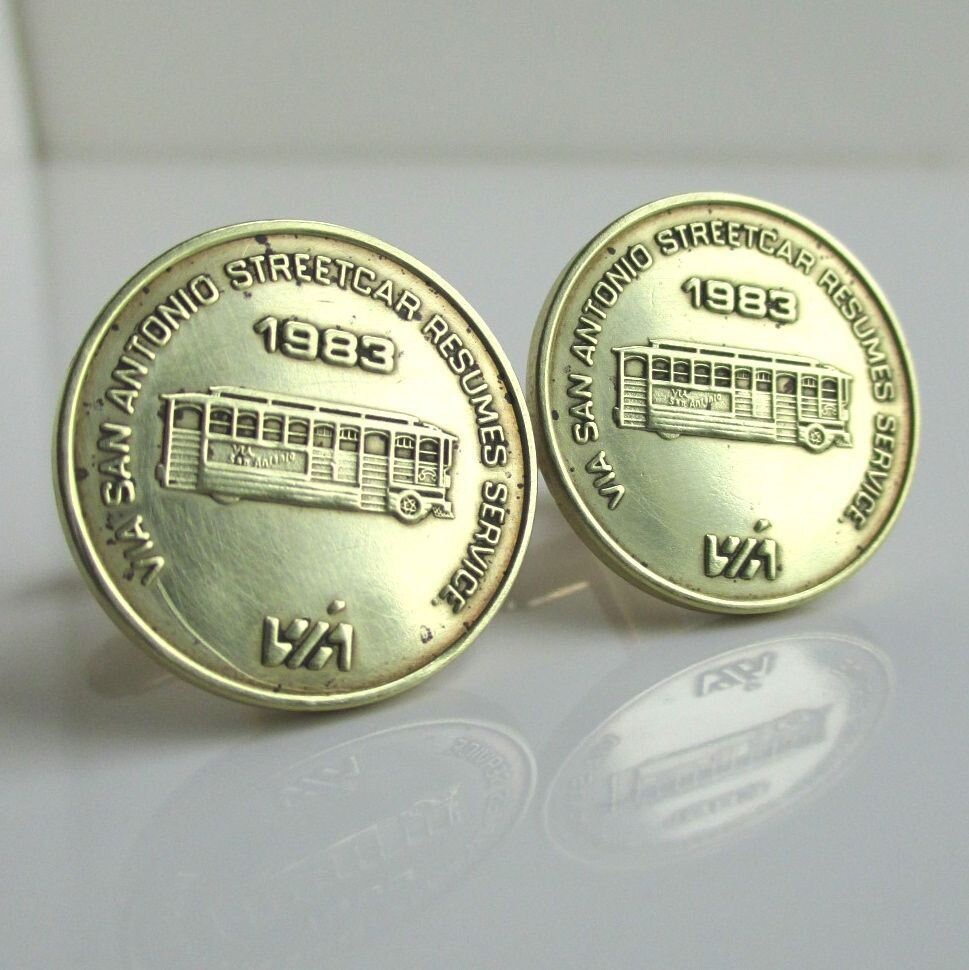 SAN ANTONIO Streetcar Token Cuff Links Repurposed 1983 | Etsy