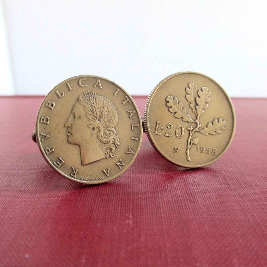 ITALY Coin Cuff Links Repubblica Italiana Gold Lire | Etsy