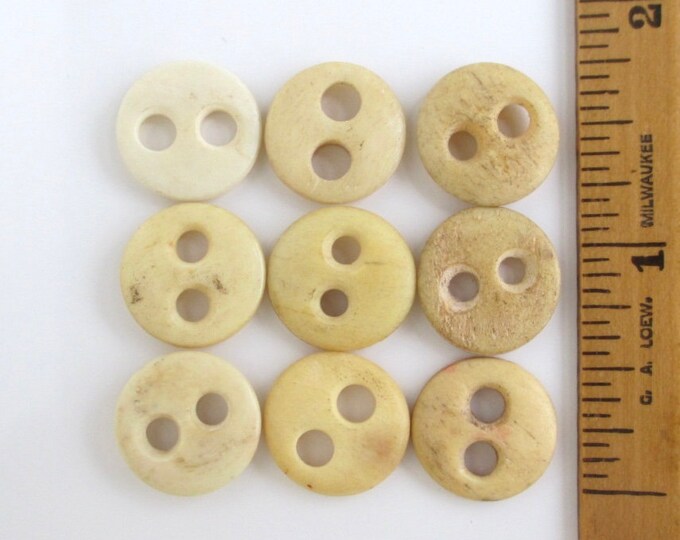9 Vintage Bone Buttons Antique Eye Shape Clothing Buttons, Quilt Ties ...