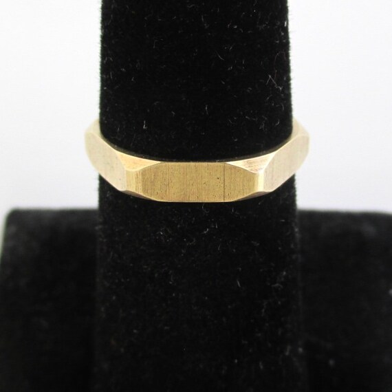 6 Sided Solid Brass Band Ring - Vintage Gold Tone Hex… - Gem