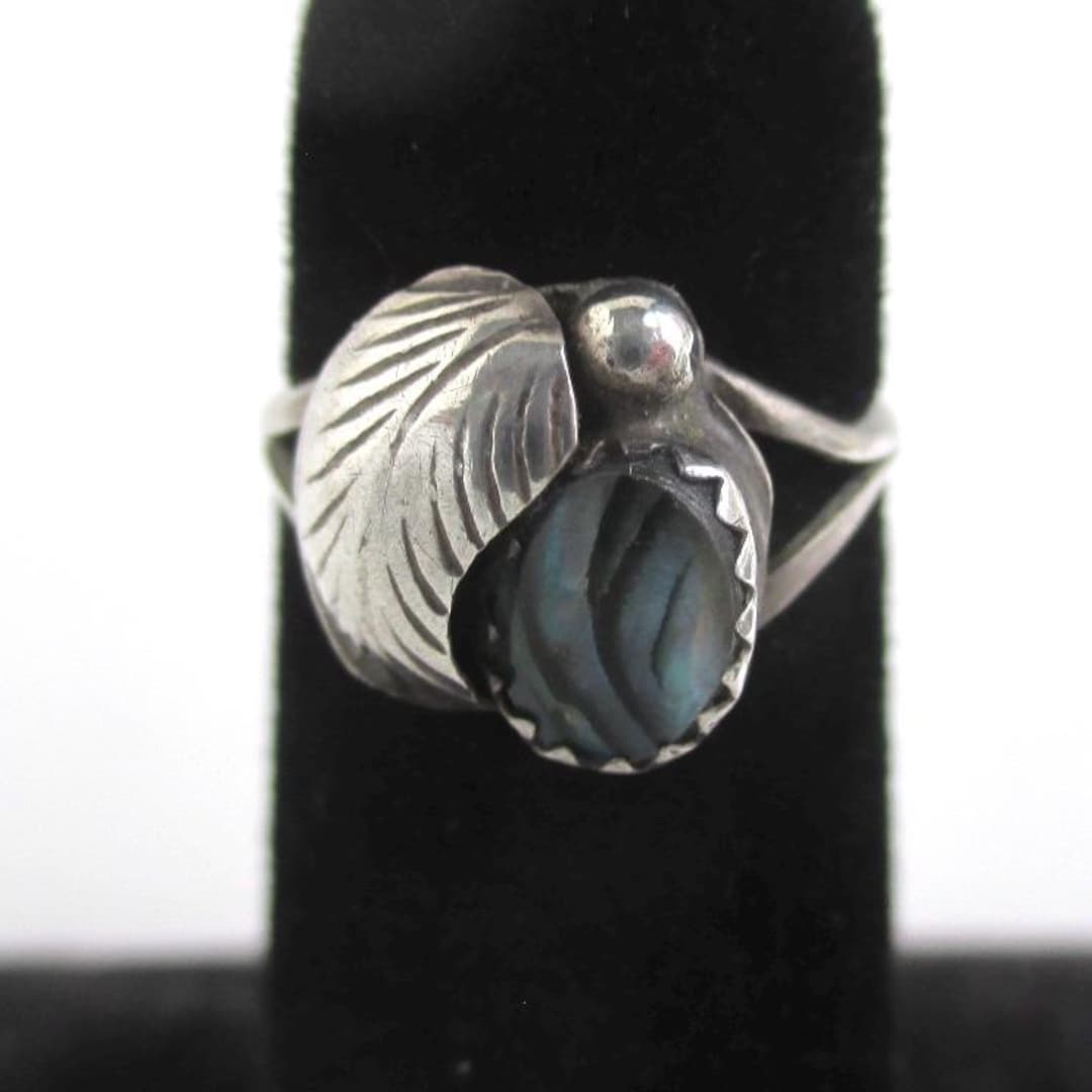 Tiny Sterling Silver & Abalone Pearl Ring Vintage Southwest / Native ...