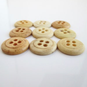 9 Large Antique Bone Buttons Vintage 4 Hole, Larger 17mm or 11/16 Size ...