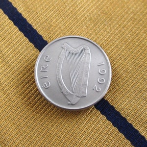 EIRE Ireland Coin Tie Tack / Lapel Pin Repurposed Vintage Silver Tone ...