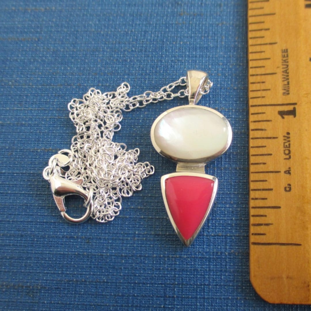 Sterling Silver Pearl & Pink Pendant With 18" Silver Plated Chain ...