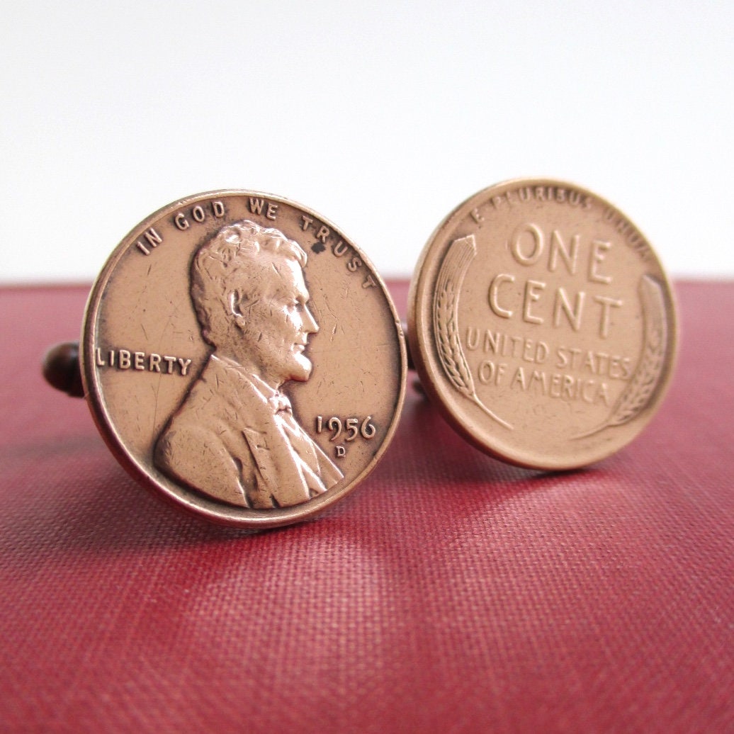 USA Coin Cuff Links Repurposed Vintage US Wheat Penny Coins | Etsy