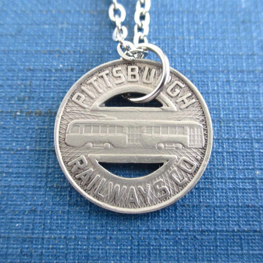 PITTSBURGH Railway Token Pendant Necklace - Repurposed Vintage Transit ...