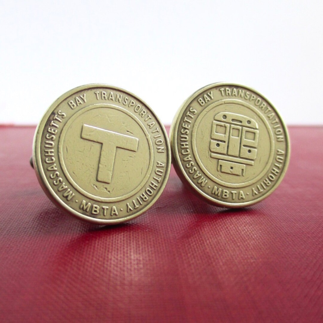 BOSTON T Token Cuff Links Repurposed Vintage Brass MBTA - Etsy