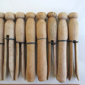 10 Round Wooden Clothes Pins W/ Metal Wire Bands Vintage, 3 3/4 Long - Etsy