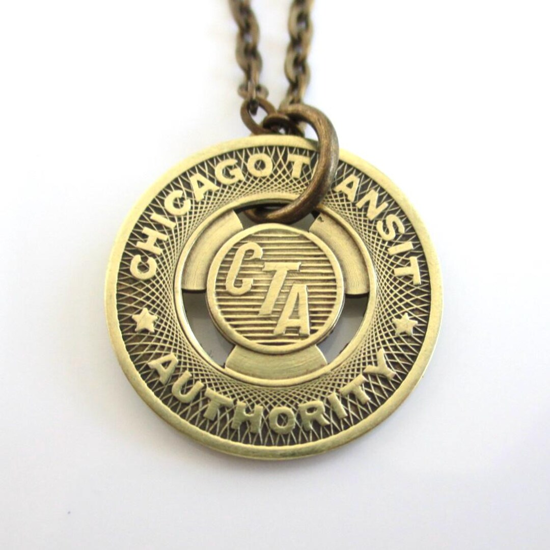 CHICAGO CTA Transit Token Necklace - Repurposed Vintage 1950's Gold ...