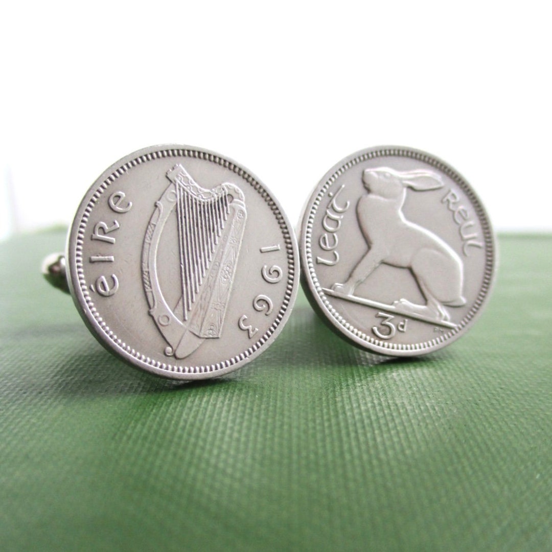 IRELAND Coin Cuff Links Irish, Eire Repurposed Vintage 1960's Silver ...