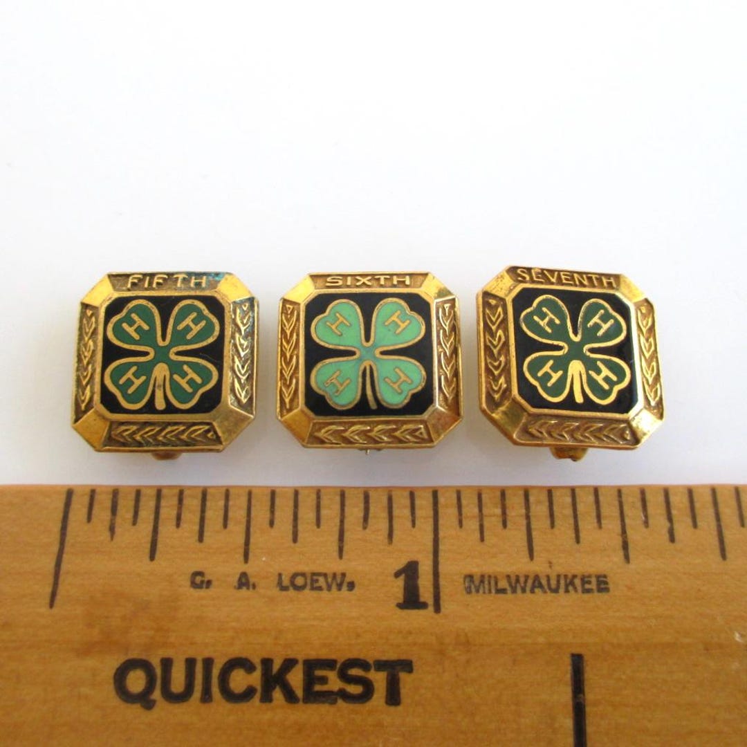 4H Gold Filled Lapel Pins - 3 Vintage 10K GF Square Green Clover - Etsy