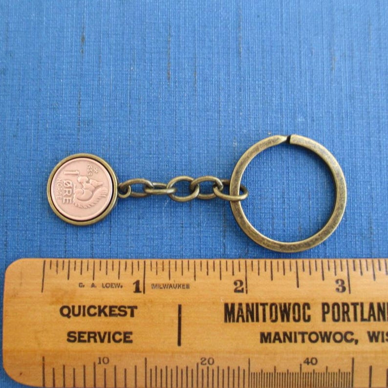 NORWAY Coin Key Chain - Repurposed Vintage Norge Squirrel Coin Keychain ...