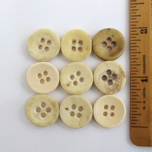 9 Large Antique Bone Buttons Vintage 4 Hole Larger 17mm or - Etsy