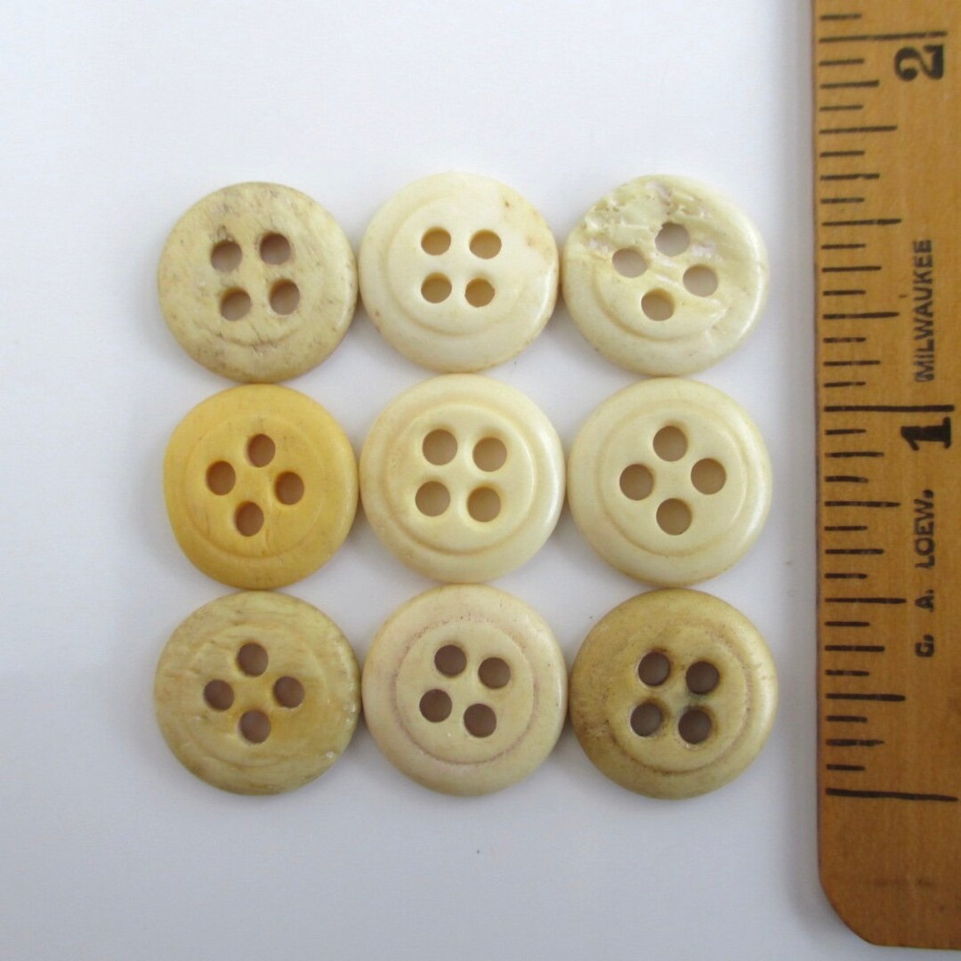 9 Antique Bone Buttons Vintage 4 Hole Shape 14mm - Etsy