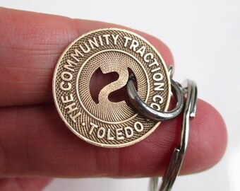 IOWA CITY Transit Token Keychain Repurposed Vintage 1950's Solid Bronze ...