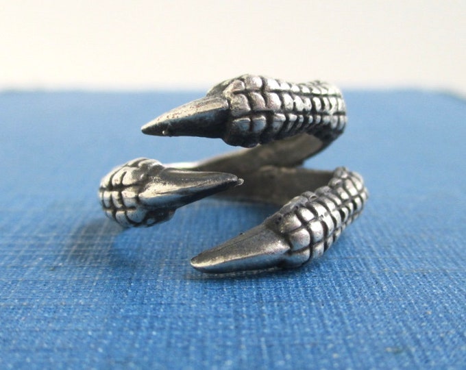 Claw or Talon Ring Adjustable Size Silver Tone Bypass Ring - Etsy