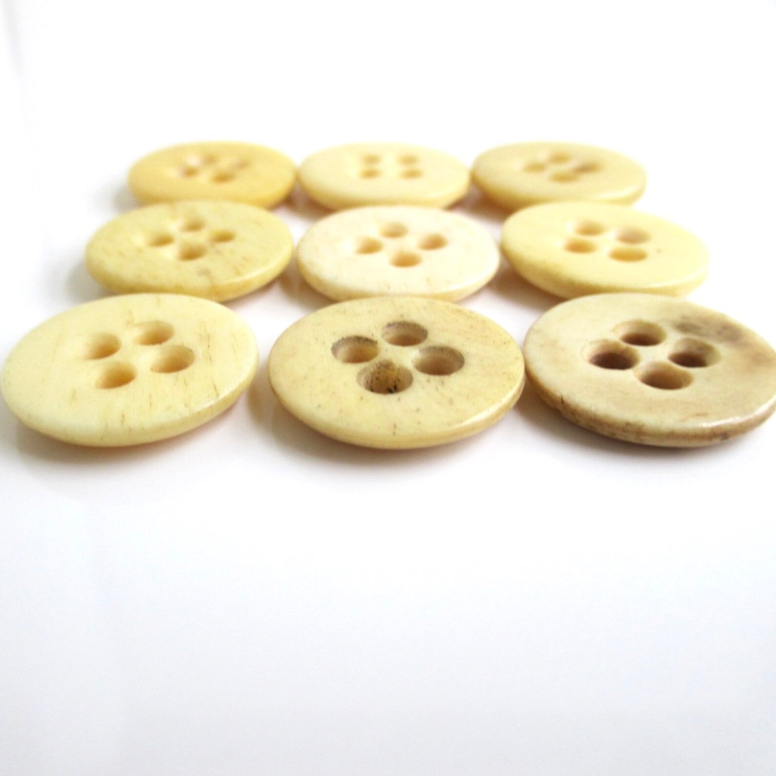 9 Large Antique Bone Buttons Vintage 4 Hole Larger 17mm or - Etsy