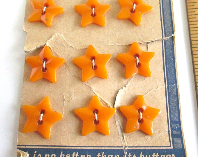 9 Vintage Butterscotch Bakelite Buttons - Star Buttons - Carded - Etsy