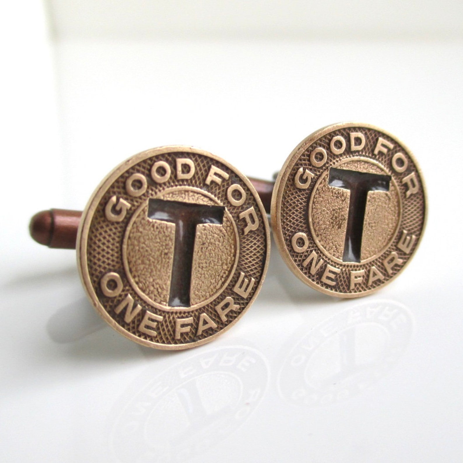 Letter T Coin Cuff Links Repurposed Vintage Transit Tokens / - Etsy