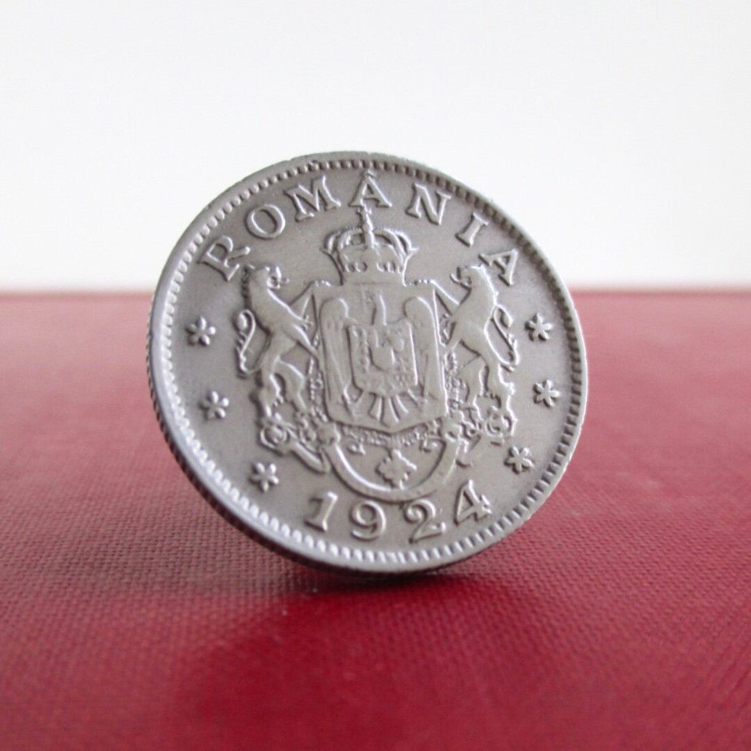 ROMANIA Coin Tie Tack / Lapel Pin - Repurposed Vintage 1924 Romanian ...