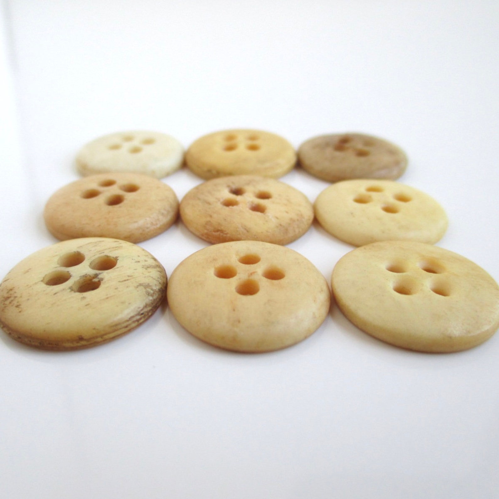 9 Large Antique Bone Buttons Vintage 4 Hole Larger 17mm or | Etsy