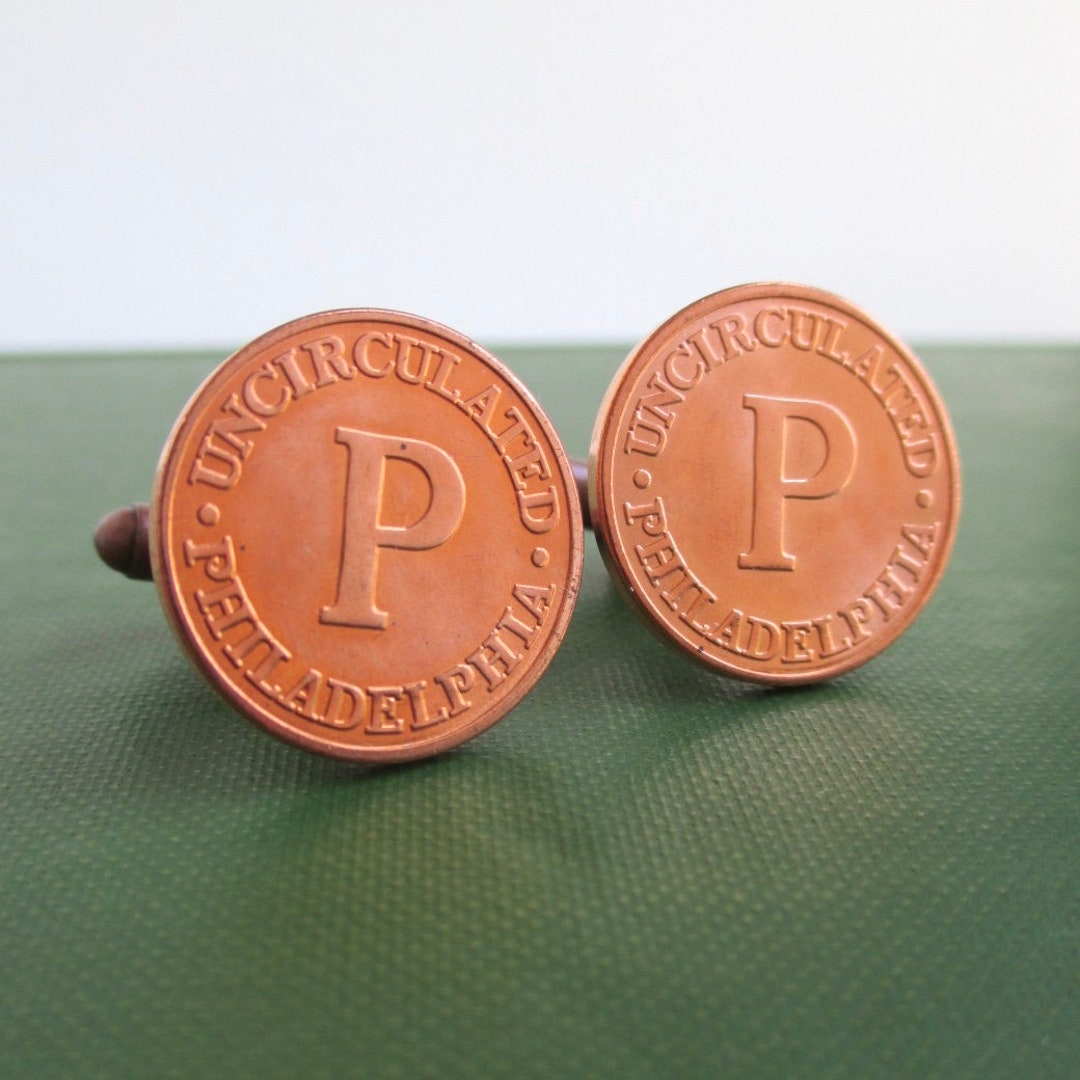 Philadelphia Mint Coin Cuff Links - Repurposed Copper Penny Coins From ...