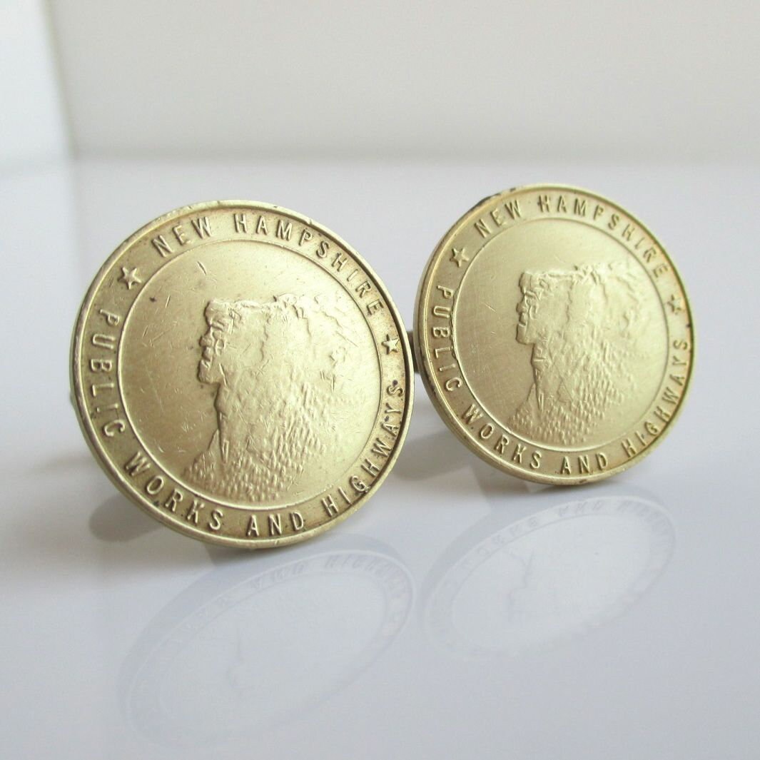 Old Man of the Mountain NH Coin Cuff Links Repurposed | Etsy