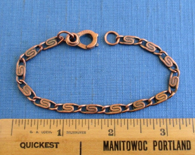 Solid Copper Link Bracelet - Vintage W/ S Link Design, 7 3/8" in Length ...