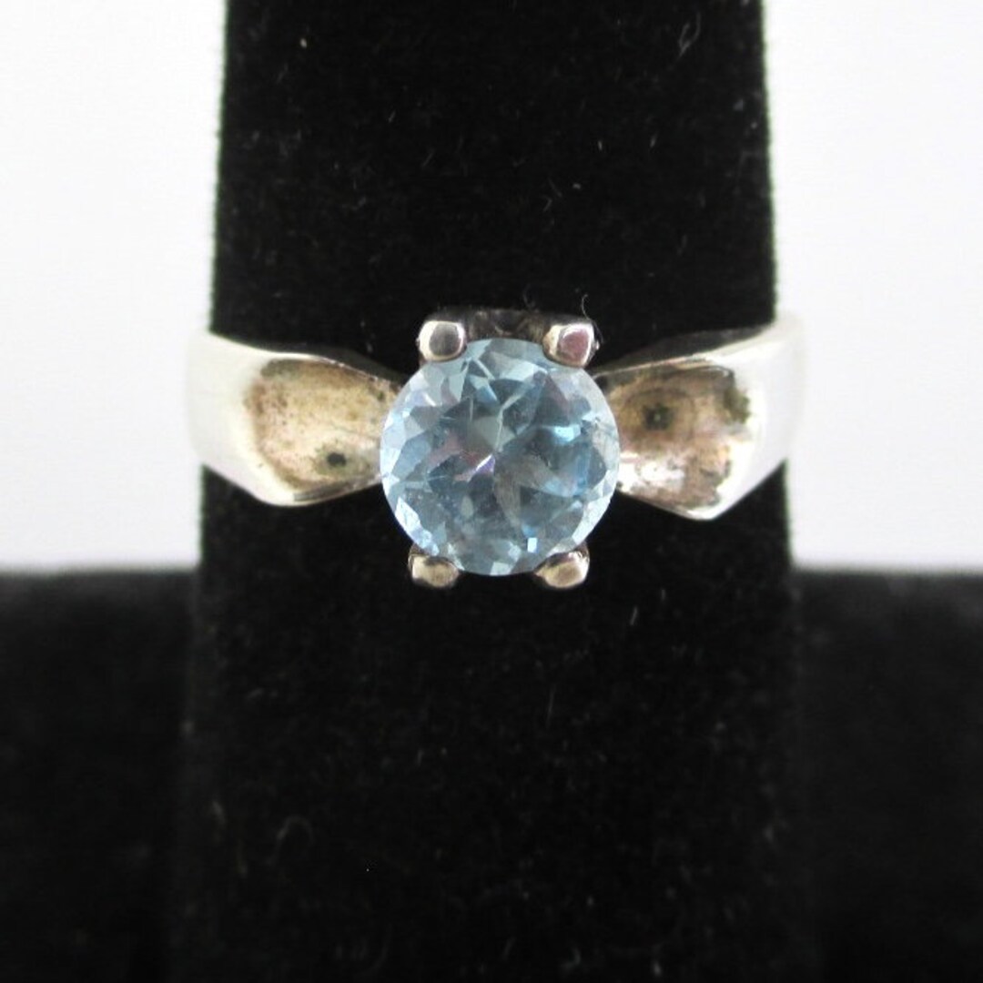 Sterling Silver & Light Blue Stone Ring Vintage Worn - Etsy