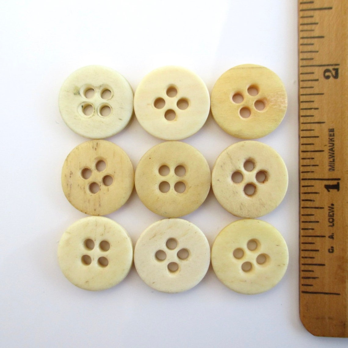 9 Large Antique Bone Buttons Vintage 4 Hole Larger 17mm or - Etsy