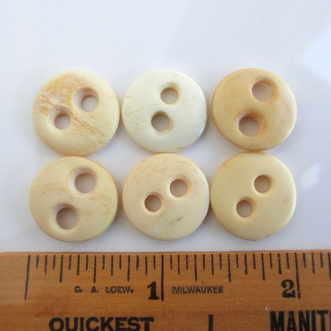 6 Big Vintage Bone Buttons - Antique Eye Shape 2 Hole Buttons - Largest ...