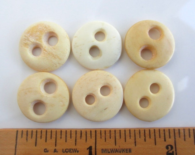 6 Big Vintage Bone Buttons - Antique Eye Shape 2 Hole Buttons - Largest ...