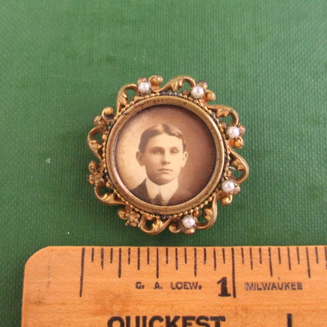 Antique Photo Pin Pinback Button in Ornate Frame W/ Hanging - Etsy