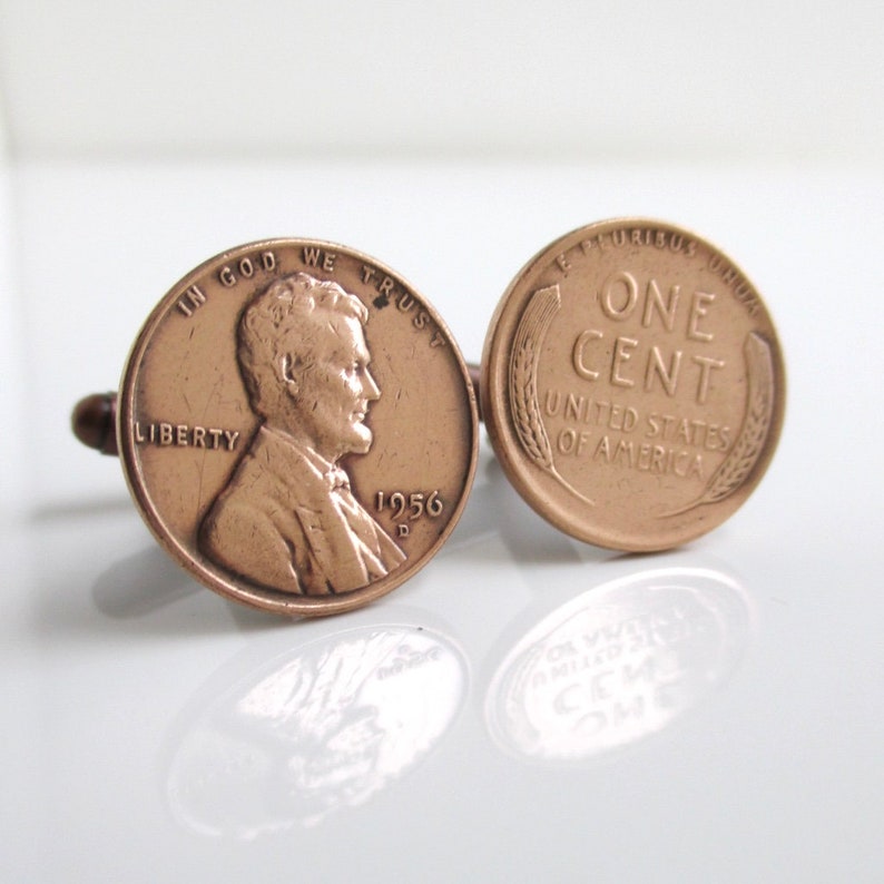 USA Coin Cuff Links Repurposed Vintage US Wheat Penny Coins | Etsy