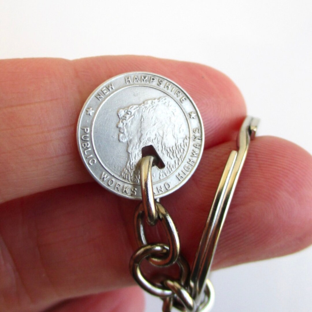 NEW HAMPSHIRE Transit Token Keychain Repurposed Vintage NH Man in the ...