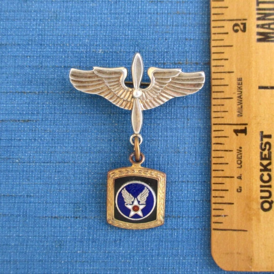 WWII Army Air Corp, Army Air Force Sterling Silver Pin W/ Later ...