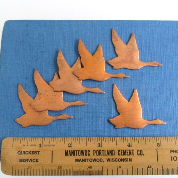 6 Copper Duck / Geese Stampings Vintage Unused Findings | Etsy