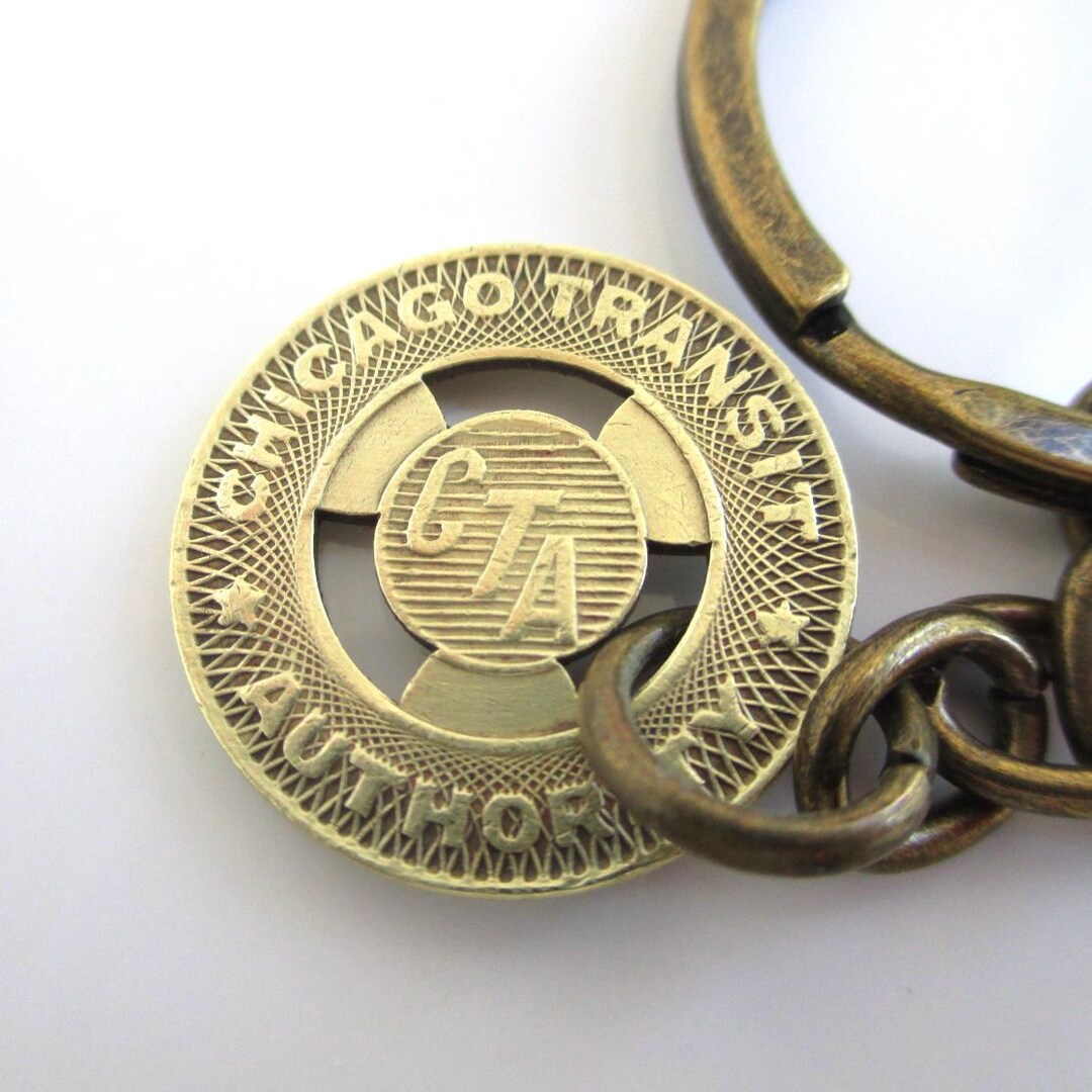 Chicago CTA Token Keychain Repurposed Vintage Transit Token / Gold Tone ...