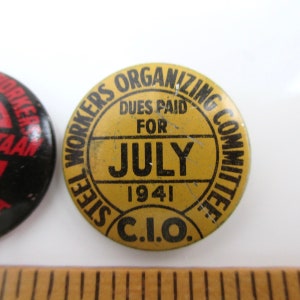 1941 & 1942 C.I.O. Steel Workers Union Pinback Buttons Vintage, United ...