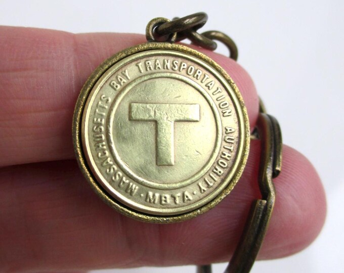 Boston "t" Transit Token Pendant Necklace - Repurposed Vintage Gold ...