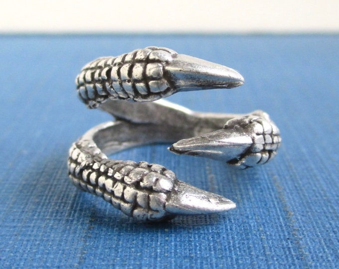 Claw or Talon Ring Adjustable Size Silver Tone Bypass Ring - Etsy