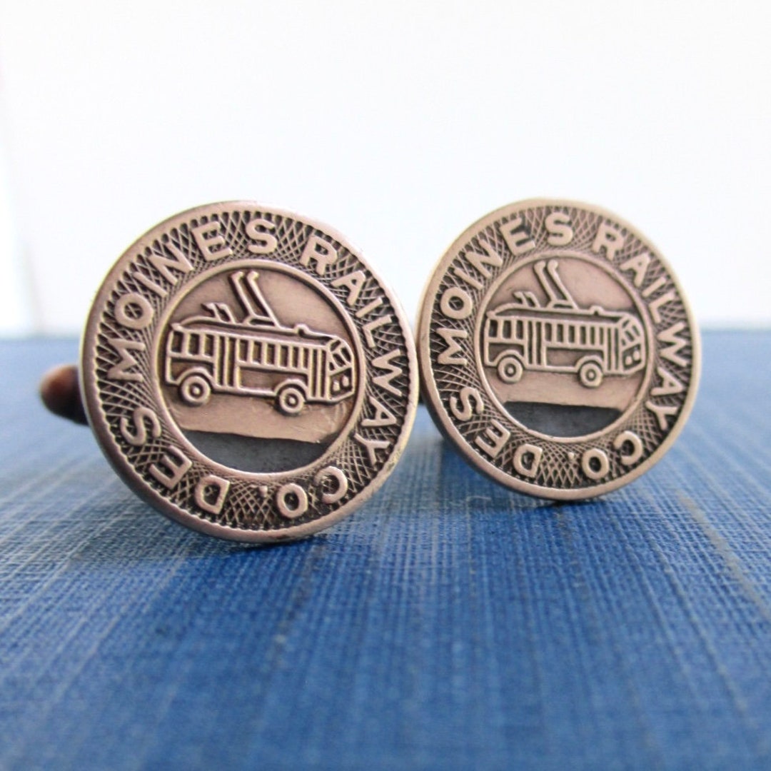 DES MOINES Railway Token Cuff Links - Repurposed Vintage 1940's Solid ...