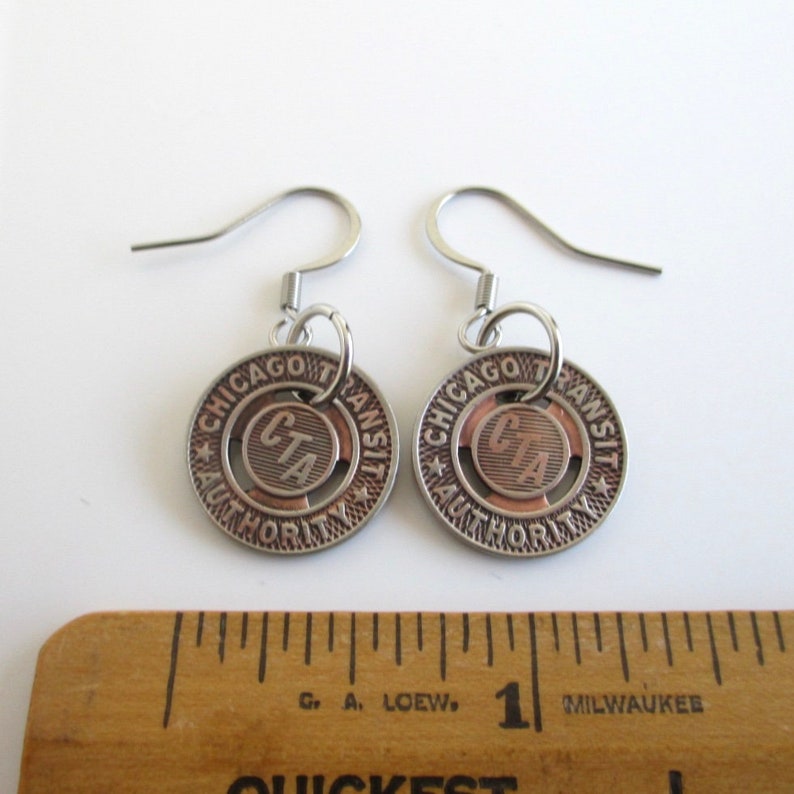 CHICAGO CTA Token Earrings Repurposed Vintage Transit Token | Etsy