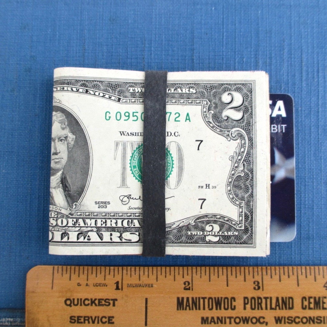 Extra Thin Reinforced 2 Dollar Bill Wallet - Genuine USA Two Dollar ...