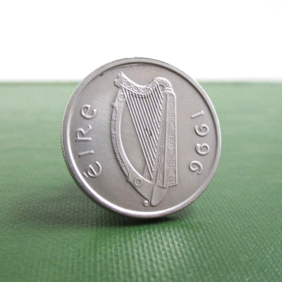 EIRE Ireland Coin Tie Tack / Lapel Pin Repurposed Vintage Silver Tone ...