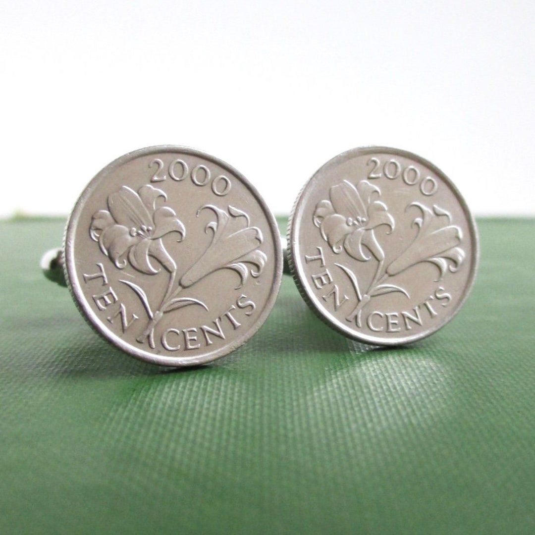 Lily Flower Coin Cuff Links Repurposed Vintage Silver Tone Coins - Etsy